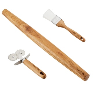 Anolon Tools and Gadgets 3-Piece Prep Set Pastry Wheel Cutter, Pastry Brush, 19" French Rolling ...